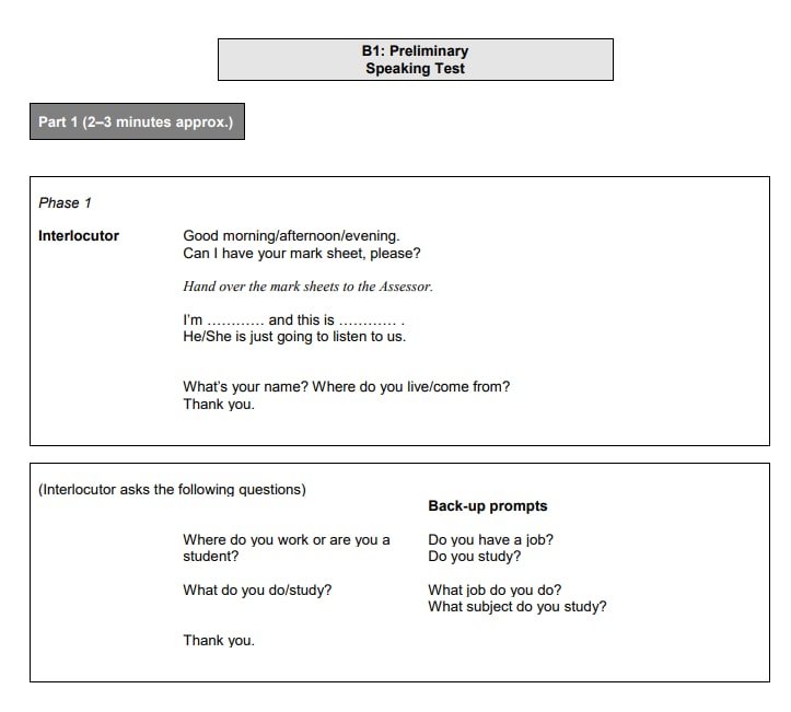 Prepara el speaking part 1 B1 PET Cambridge Exam ¿Fácil?